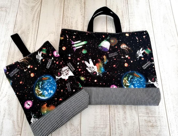 入園入学新学期 宇宙＆宇宙飛行士 レッスンバック＆シューズバック2点set レッスンバッグ 25snow 通販 14968035｜Creema ...