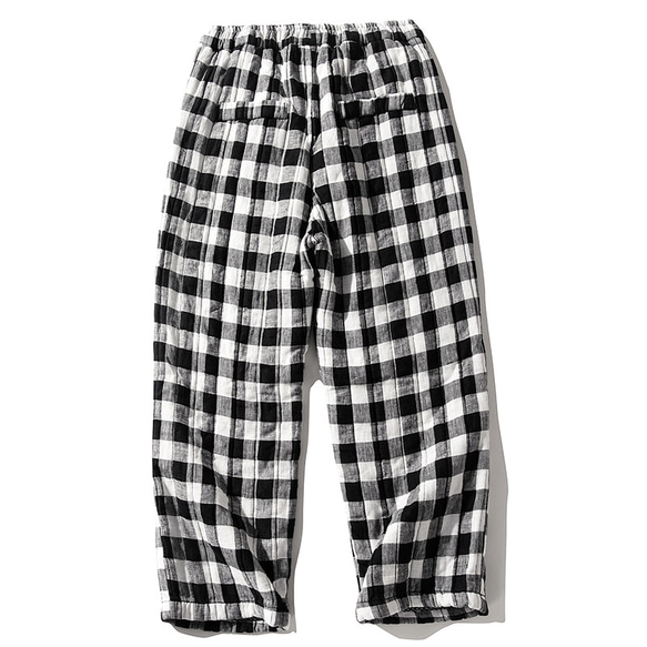 中綿綿麻パンツ チェック柄パンツ 暖かい綿麻パンツ 縦キルティング#L122-1 ロングパンツ Fesl Studio 通販 14973366｜Creema(クリーマ)