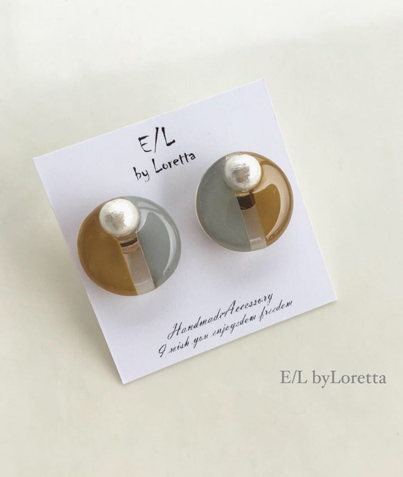 Circle bi-color Pearl pierce/earring(Mustard) ピアス（スタッド・一粒） A.D.G®︎ 通販 ...