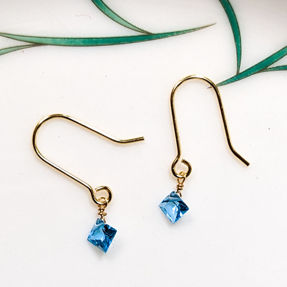 330＊14KGF＊11月誕生石＊AAA＊スイスブルートパーズのピアス ピアス（フック・チェーン） チャームのみ応相談～瑞聡1112工房 通販｜Creema(クリーマ) 14982797