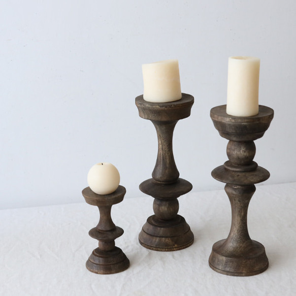 ＊ラスト1。 アンティーク加工【3点セット】キャンドル スタンド 飾台 植物台 ウッドターニング クリスマス X89C キャンドル・キャンドルホルダー anvai 通販 14984473 ...