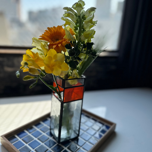 昭和ガラスと米国製オレンジガラス】フラワーベース 花瓶 花器 昭和ガラスと米国製オレンジガラス】フラワーベース 花瓶 花器
