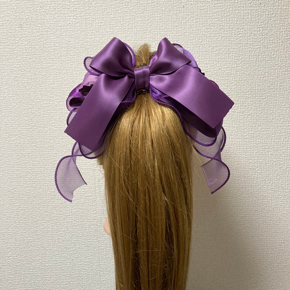 221104 大きなプリンセスリボンのポニーフック 紫色 ポニーフック・ヘアカフス Ange au ruban まっち 通販 15010673｜Creema(クリーマ)