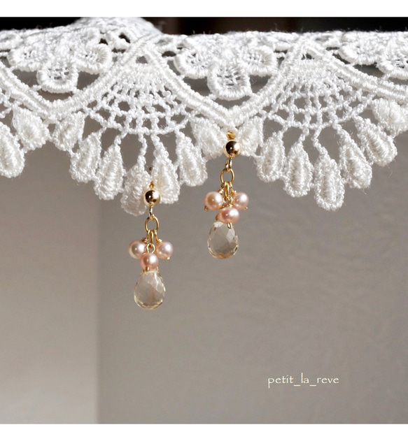 オレゴンサンストーンピアス 14KGF ピアス（フック・チェーン） petit la reve 通販 15018064｜Creema(クリーマ)