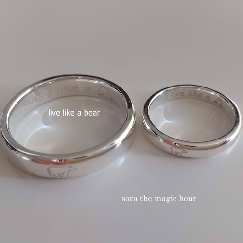 silver925 シロクマ好きさんのペアリング しろくま刻印マリッジ silver925 シロクマ好きさんのペアリング しろくま刻印マリッジ