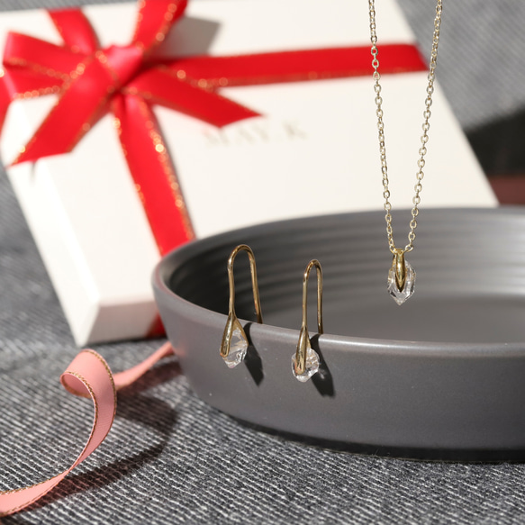 【再販 春の福袋2025】ハーキマーダイヤモンドネックレス&ピアスセット 天然石【14kgf/ステンレス/S925】 ネックレス・ペンダント MAY.K 金属アレルギー対応 通販 ...