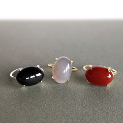 SV925/18Kgp グレーオニキスAAA天然石 極大粒14×10mm玉 ミュートカラー刻印入り 指輪・リング pomepome 通販 15040955｜Creema(クリーマ)