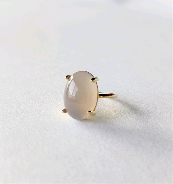 SV925/18Kgp グレーオニキスAAA天然石 極大粒14×10mm玉 ミュートカラー刻印入り 指輪・リング pomepome 通販 15040955｜Creema(クリーマ)