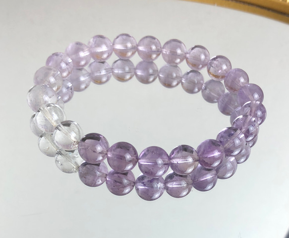 菫色グラデーション 天然 アメジスト ブレスレット ブレスレット 天然石アクセサリーのfiracia 通販 15047367｜Creema(クリーマ)
