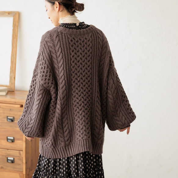 【全3色】ケーブル柄 アラン柄 ゆったり だぼっと ざっくり もっちり ビッグサイズ セーター ニット 22708 ニット・セーター ihuu ...
