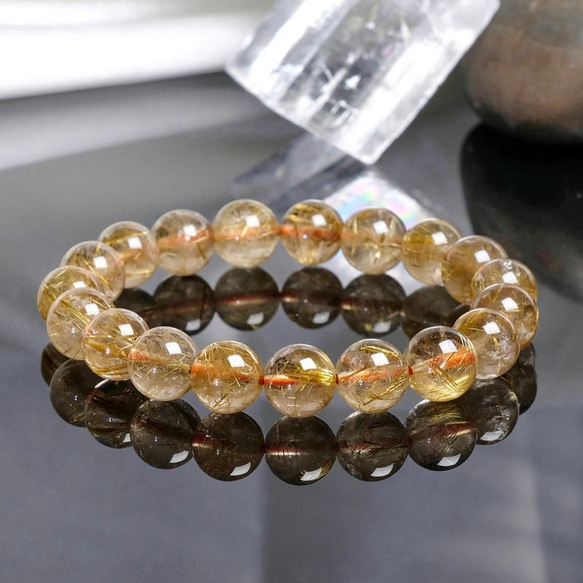 #237 One Picture One Object/10mm ゴールド チタン クリスタル ブレスレット マルチチタン 太い ブレスレット ...