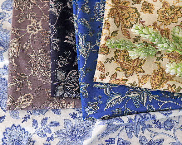 在庫1点！有輪商店YUWA ×鎌倉スワニーのコラボ生地！『コットンリネンプリント 植物柄 ブルー』～50㎝単位でカット～ 生地 Blanc de Roi 通販 15091185｜Creema ...