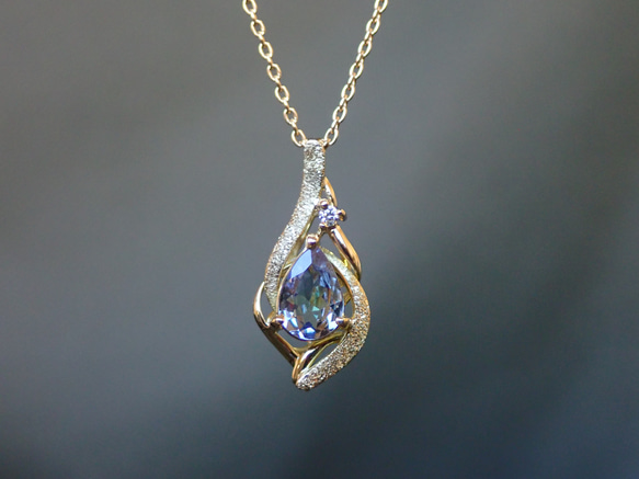 完全手作り 多色石 ゾイサイト スターダスト梨地 ペンダントトップ18金イエローゴールド ダイヤモンド入り② ネックレス・ペンダント 森羅 ...