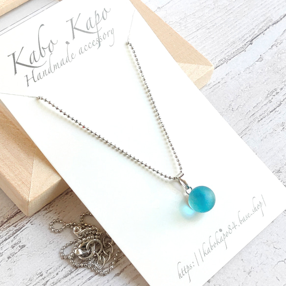 ガラスの一粒ネックレスcloudy(春夏限定色・blue) ネックレス・ペンダント Kabotea 通販｜Creema(クリーマ) 15126994