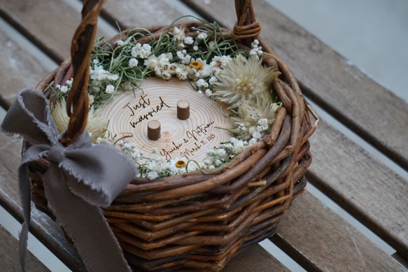 丸太のリングピロー(バスケットアレンジ) リングピロー GiuminG 通販 15131114｜Creema(クリーマ)