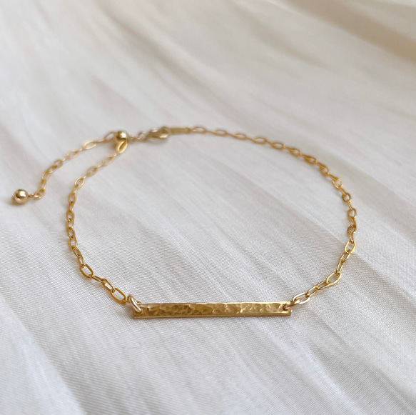 【14kgf】gold bar ブレスレット シンプル 華奢 ブレスレット coco_sango 通販 15133133｜Creema(クリーマ)
