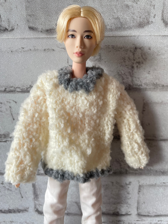 6/1ドール用 もふもふニット(ホワイト&グレー) その他人形 my precious 通販 15135623｜Creema(クリーマ)