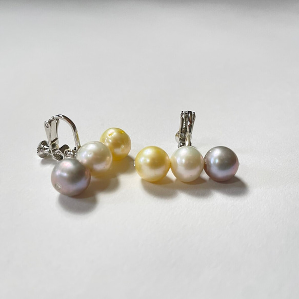 個性を大切に♡天然 淡水パール3色イヤリング クリスタル シルバー: イエロー KMC-128 459655 イヤリング・ノンホールピアス ...