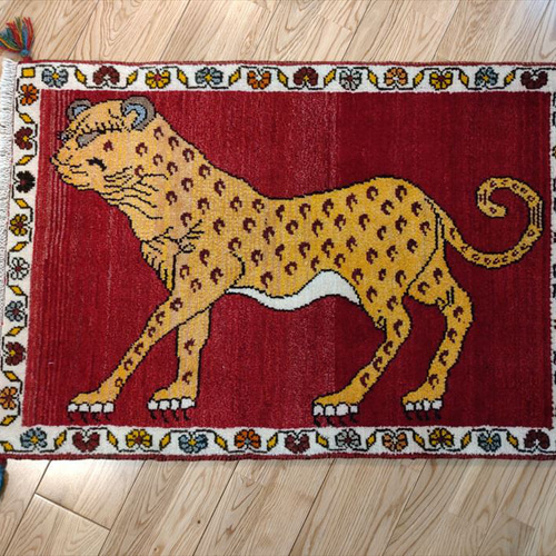 ペルシャ シラーズ トライバルラグ ヒョウ 82×60cm 茜色 RJ981 ペルシャ シラーズ トライバルラグ ヒョウ 82×60cm 茜色 RJ981