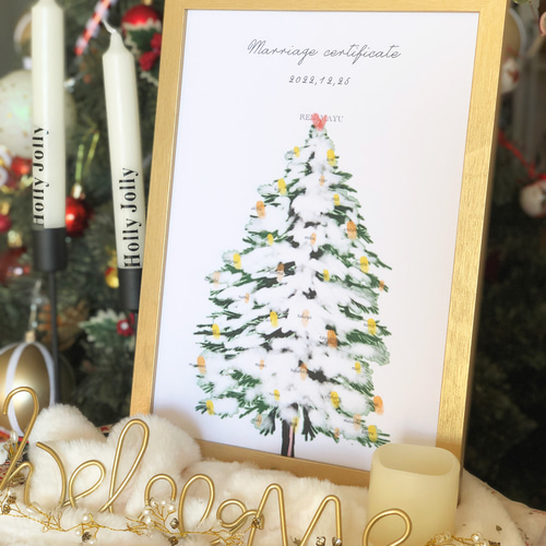 クリスマス婚*雪降るウェディングツリー 結婚証明書 ウェルカム クリスマス婚*雪降るウェディングツリー 結婚証明書 ウェルカム