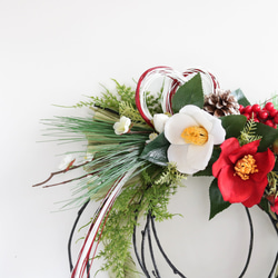 【Creema限定 超早割価格】お正月★紅白椿・南天・梅のしめ縄リース しめ縄・しめ飾り はなごま屋 通販 15166043｜Creema(クリーマ)