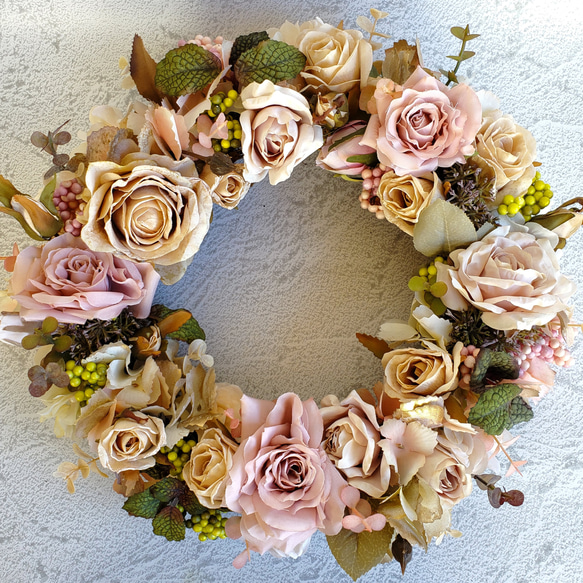 リース☆バラとベリーの円舞曲『Creema限定』約34cm リース まあにゃの庭 通販｜Creema(クリーマ)