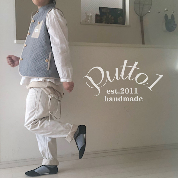 限定3着『受注生産』ネイビーのギンガムチェックキルティング×キナリのリネンの春待ちベスト ブラウス putto1（プット ワン） 通販 ...