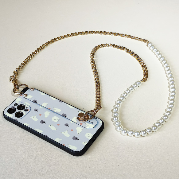 北欧風白くま スマホショルダーベルト付きTPUケース【★ほぼ全機種対応★】*nao002 スマホケース・カバー Naoillustration ...