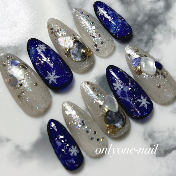 【036】秋冬♡夜空ネイル♡キレイめグレーシルバーがで大人っぽさも♡ ネイルチップ（つけ爪） 〜D.nail〜 現品SALE開催中 通販 ...