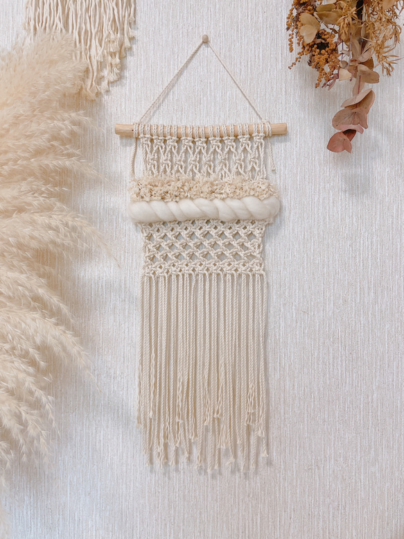 マクラメタペストリー ナチュラル 羊毛 タペストリー・壁掛け ameri macrame 通販 15210672｜Creema(クリーマ)