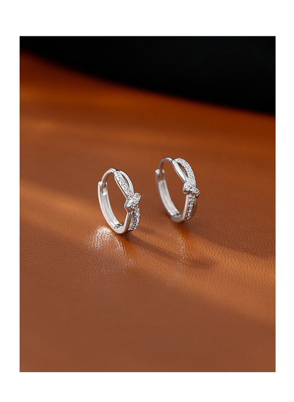 純銀 18K SV925 CZダイヤ シンプル リボンむずび フープ ワンタッチ ピアス ピアス（フープ） 2Ming studio 通販 15212091｜Creema(クリーマ)