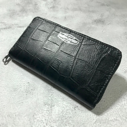 ラウンドファスナーウォレット ROUND FASTENER ( クロコ型押し・ビッグコンチョ) ／ 本革 手作り 革小物 長財布 ハンガー ...