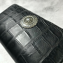ラウンドファスナーウォレット ROUND FASTENER ( クロコ型押し・ビッグコンチョ) ／ 本革 手作り 革小物 長財布 ハンガー ...