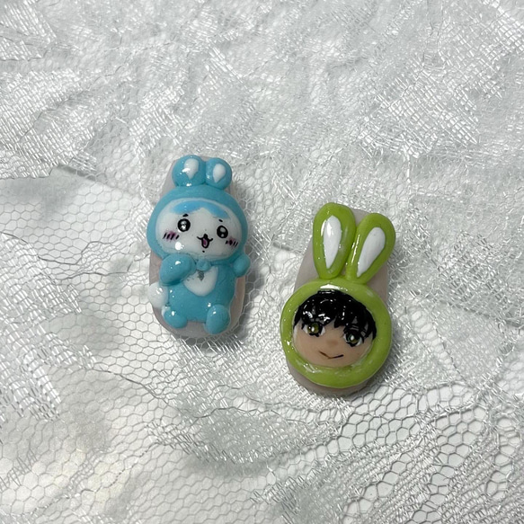 推しネイル ライブ 推し活 緑 赤 ピンク 付け替え うさ耳 ネイルチップ（つけ爪） JITB_nail 通販 15214647｜Creema ...