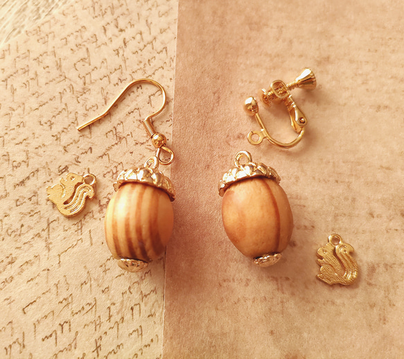 再販 チャーム 4個 どんぐり 木製 合金 チャーム repose 通販 15229281｜Creema(クリーマ)