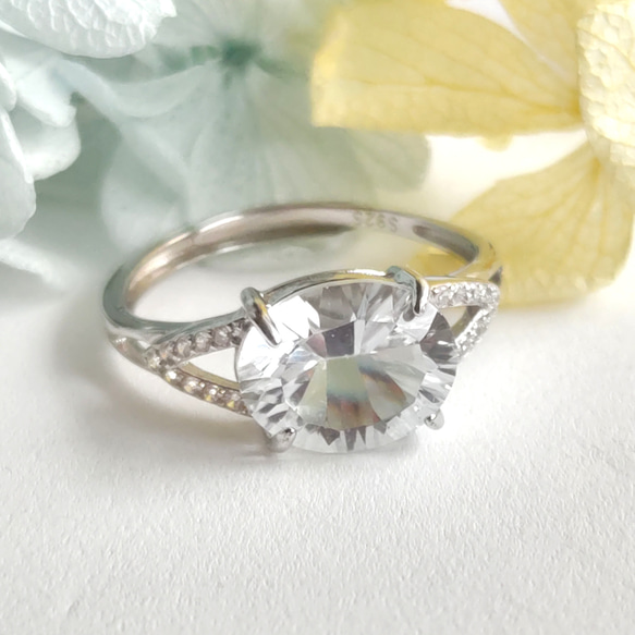 コンケーブカット ホワイトトパーズ リング 天然石 S925 10×8㎜ 指輪・リング bamboo shoots 通販 15229470｜Creema(クリーマ)