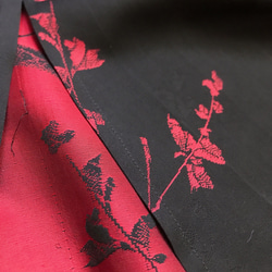 着物リメイク Vネックロングワンピース 両スリット 衣装 和ドレス リボン 和柄 黒赤 M～LL （N41103) ワンピース 和 ...