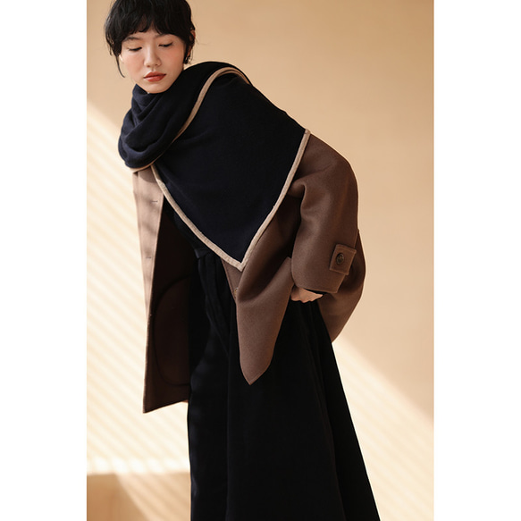 100%ウールコート ツイード生地コート ウールコート こげ茶色 S-M #0137 コート Eletuly 通販 15230896 ...