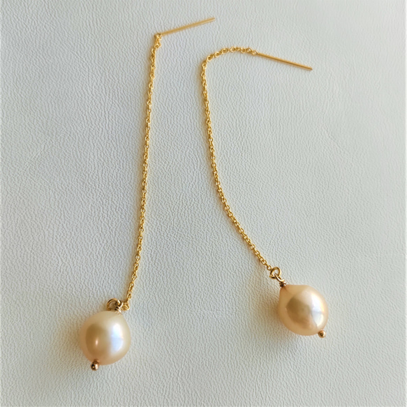 14kgf 淡水ﾊﾞﾛｯｸﾊﾟｰﾙ 揺れるアメリカンピアス シャパンゴールド ｼﾘｺﾝｷｬｯﾁ付 ピアス（フック・チェーン） TOCO NAMISAKI 通販 15232647｜Creema ...