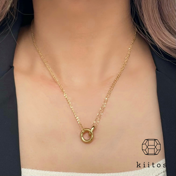 開著！ OK ♪ 316L 醫用不銹鋼雙環項鍊金屬防過敏不銹鋼 項鍊 kiitos★金属アレルギー対応アクセ 的作品 15244135｜Creema