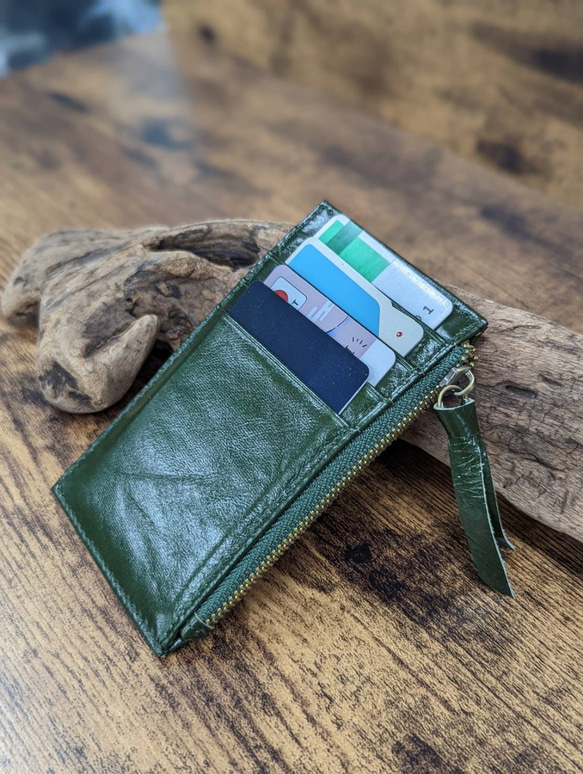 コンパクト財布 小さめ 薄い カード入れ かさばらないサイフ イタリアンレザー グリーン プレゼント ギフト その他ミニ財布・コンパクト財布 ...