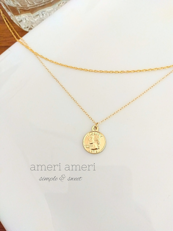 送料無料 k14gf コインネックレス 重ね付け2本セット ネックレス・ペンダント ameri ameri 通販 15252519｜Creema(クリーマ)