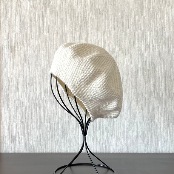 シンプル ニットベレー 帽子 手編み オフホワイト ベレー帽・ハンチング lapic 通販 15270855｜Creema(クリーマ)