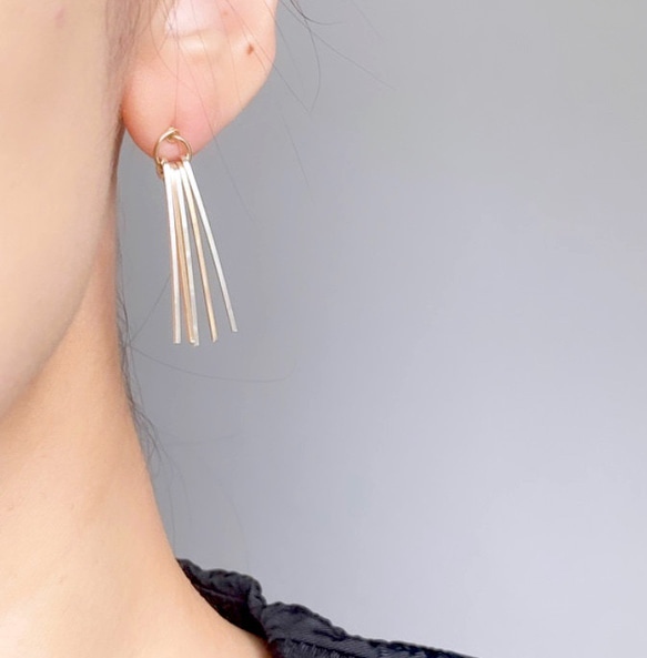 14kgf×silver925 ring fringe long フリンジ スタッドピアス ピアス（フープ） f accessory 通販 15273352｜Creema(クリーマ)