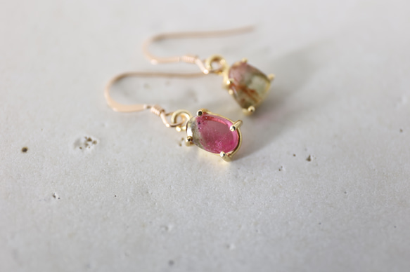 14KGF watermelontourmalin pierce[kgf5095] ピアス（フック・チェーン） Shaina 通販｜Creema(クリーマ)
