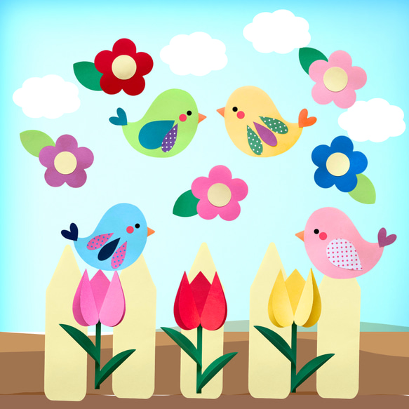 【春の壁面】ことり チューリップ 保育園 幼稚園 高齢者施設 入園 卒園 3月 4月 5月 掲示板 POP 雑貨・その他 ほぼさぽ 通販 ...