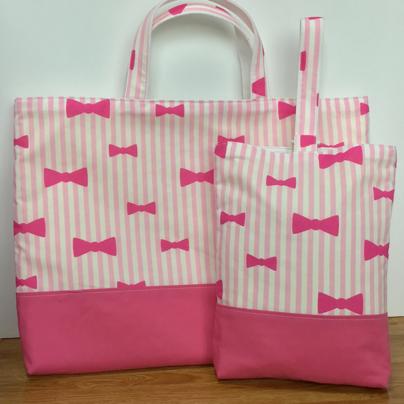 ピンクストライプのレッスンバッグ＆シューズバッグ 入園・入学グッズ レッスンバッグ nette frau 通販｜Creema(クリーマ ...