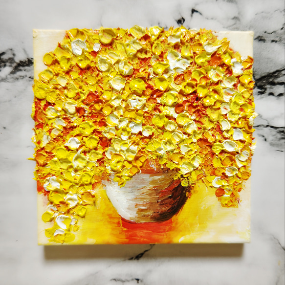 油絵 インテリアアートパネル【ミモザ】 絵画 HR 通販 15295847｜Creema(クリーマ)