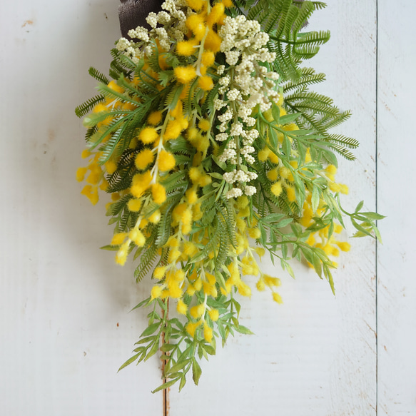 春色新作2023 creema限定 ミモザとティーリーフ グリーンスワッグ アートフラワー ERBA 通販 15297012｜Creema(クリーマ)