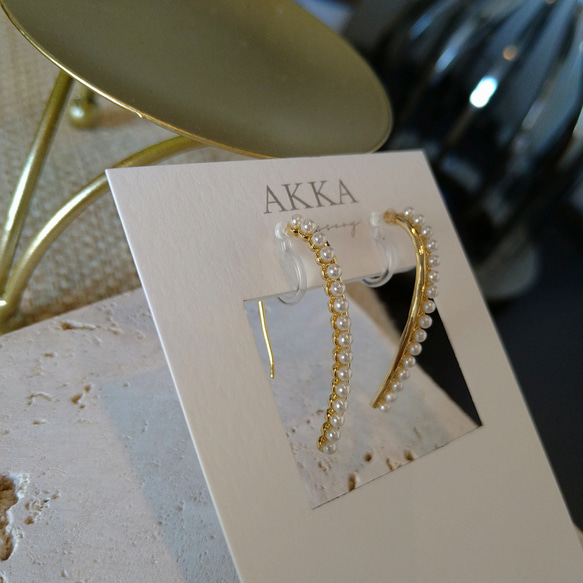 在庫僅か Pearl hoop earrings パールフープイヤリング真珠フープピアス金属アレルギーノンホールピアス イヤリング・ノンホール ...